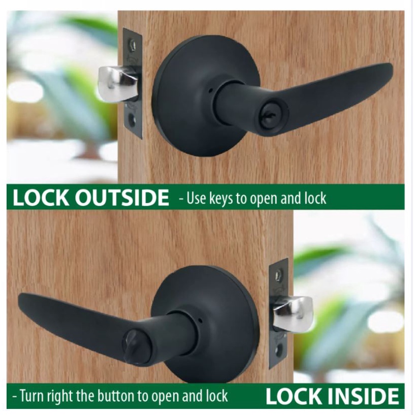 Matte Black Door Handle Slim Lever type design/ Keyed entry Door lock ...