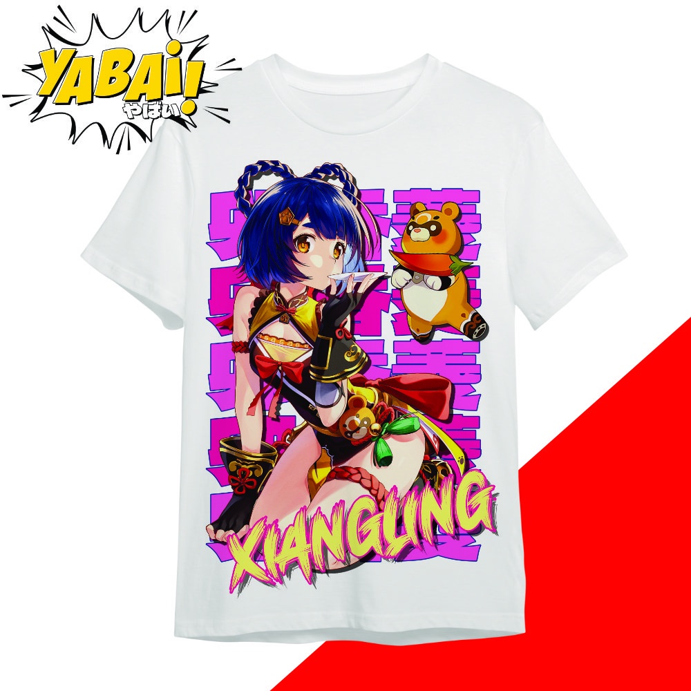 Micari Genshin Impact Xiangling Mao Cotton Spandex Anime Gaming T-Shirt ...