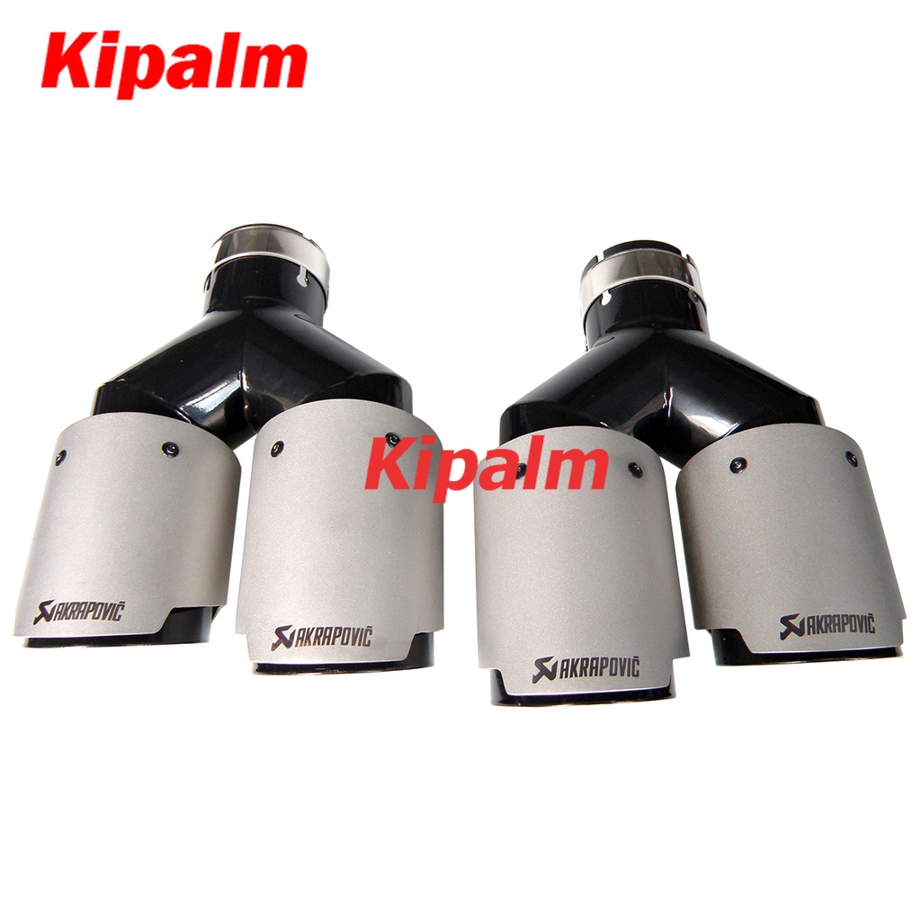Y Style Dual Black Stainless Steel Exhaust Tips Akrapovic End Pipes ...