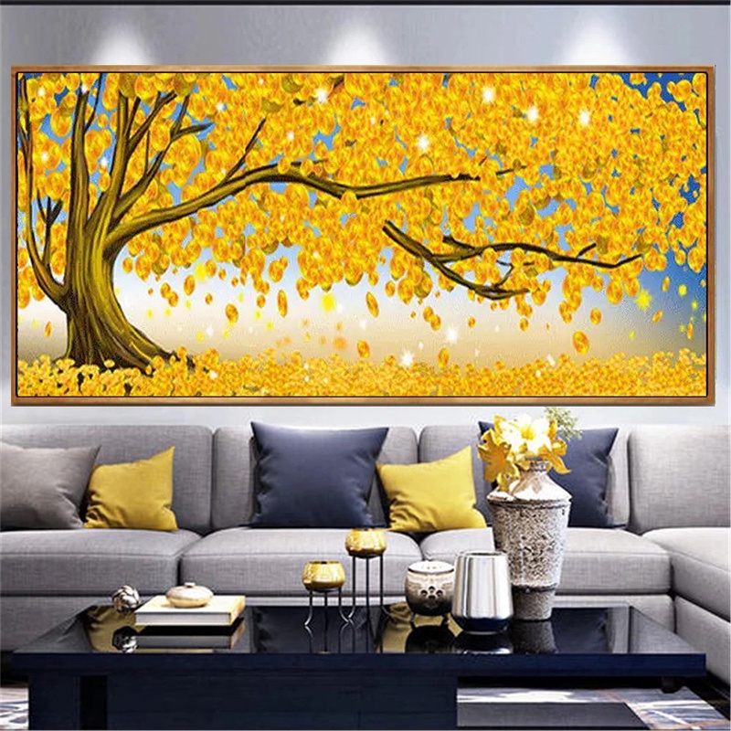 Modern Big Size Money Tree Canvas Painting Fortune Wall Art Picture For ...