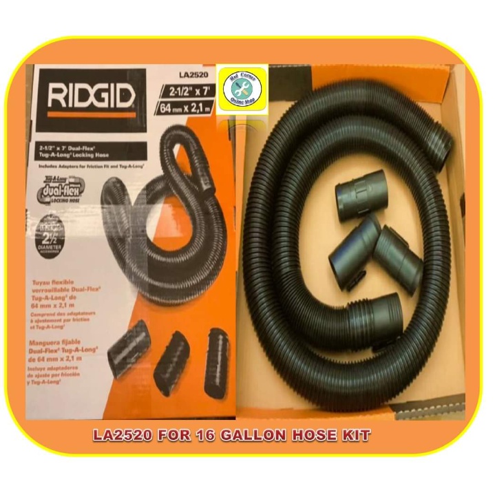 RIDGID LA-2520 DUAL-FLEX LOCKING VACUUM HOSE EXTENSION KIT(2 - 1/2")7ft ...