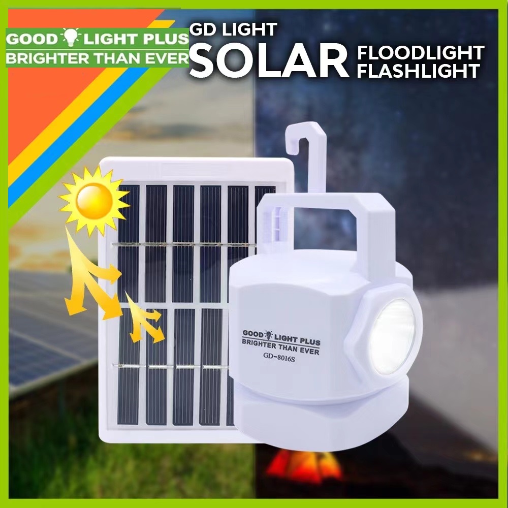 PinSan Rechargeable GD-8016S Solar LED Floodlight +Flashlight Portable ...