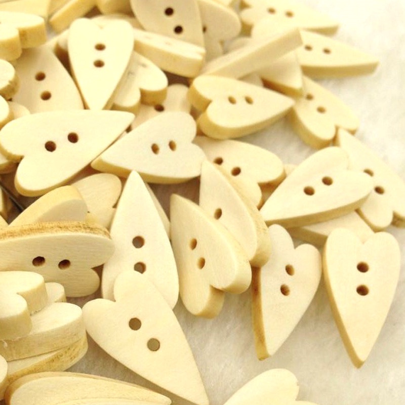 50pcs Love Heart Wood Buttons 2Holes Sewing Crafts WB95 | Shopee ...