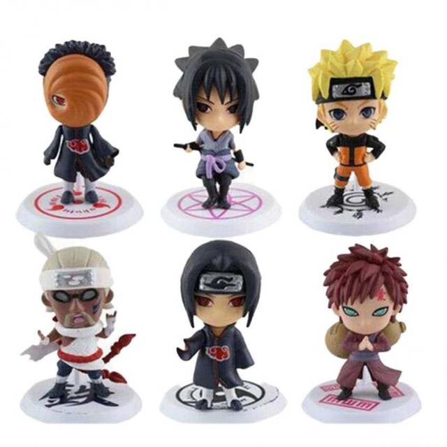 Naruto Gaara Itachi Anime Chibi 6pcs./Set Mini Figure with Base Toy ...