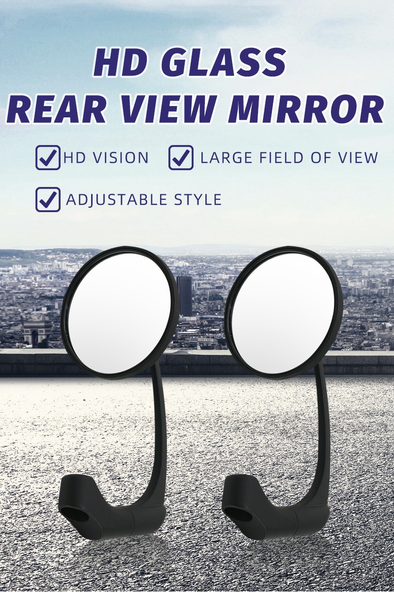 Motorcycle Rearview Side Mirror with 8/10mm Screws Universal Round ...