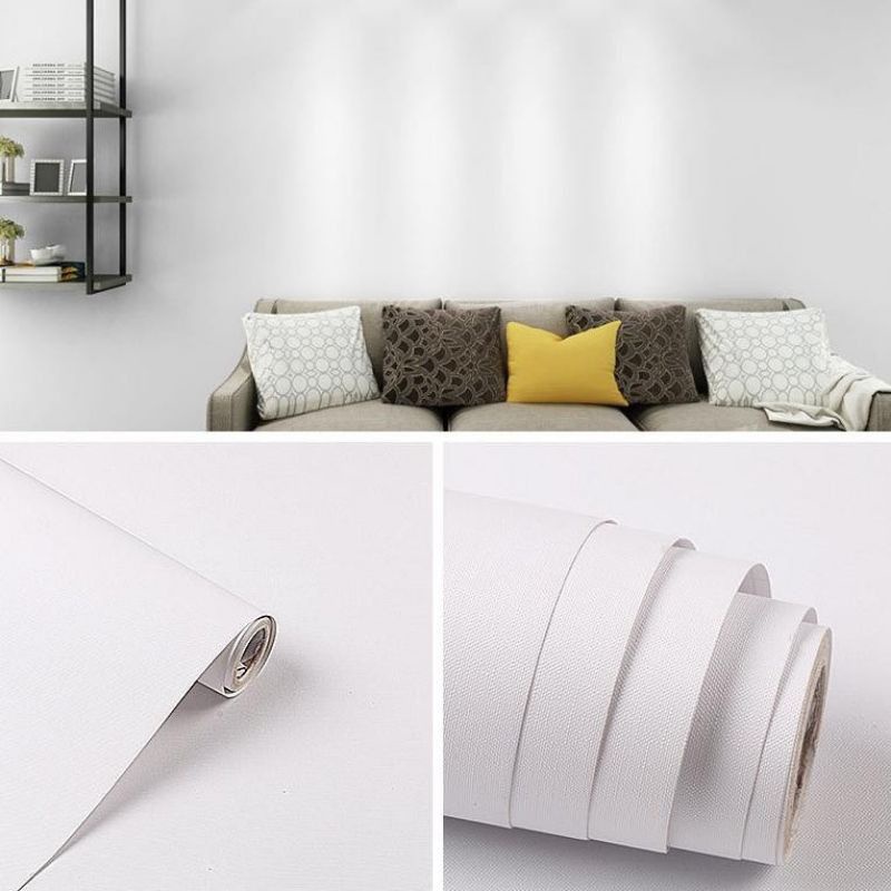 PUTIH Plain Wall Wallpaper, Plain White Wall Sticker, Pastel Textured ...