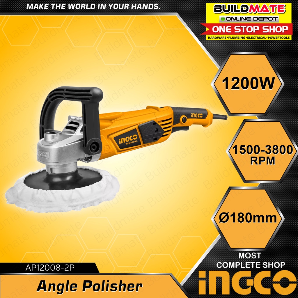 BUILDMATE Ingco 1400W Angle Polisher Electric Buffing Machine Polishing ...