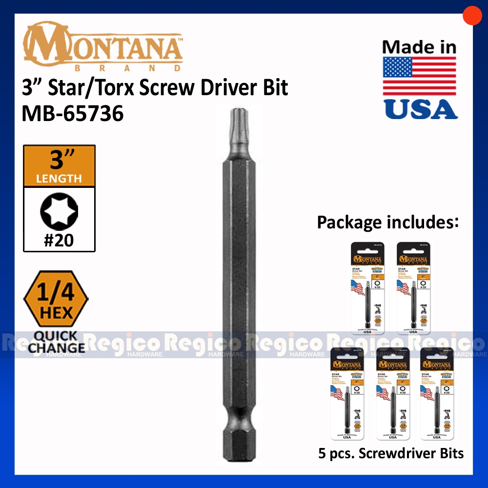 5pcs. Montana 3 inch Torx Screw Star Shaped screwdriver screw bits MB ...