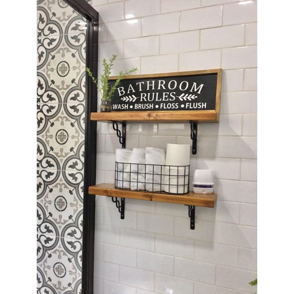 BATHROOM RULES FARMHOUSE SIGN/RUSTIC DECOR #homebuddies #teamkahoy # ...