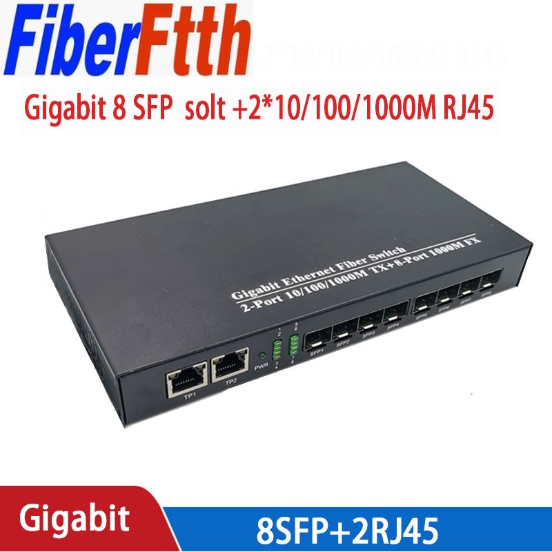 Fiber Optical Switch 8 SFP 2 1000M RJ45 Industrial Grade Gigabit Ethernet Switch Media Converter ...