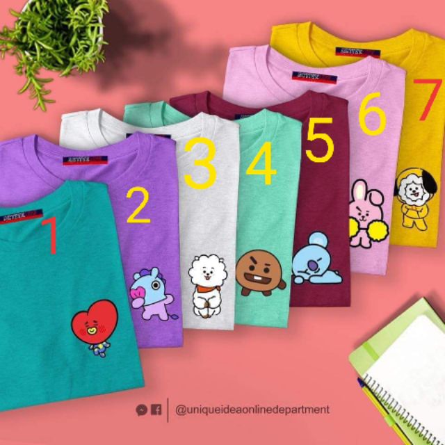 BT21 Mini Print T-SHIRT PRINTED COTTON unisex | Shopee Philippines