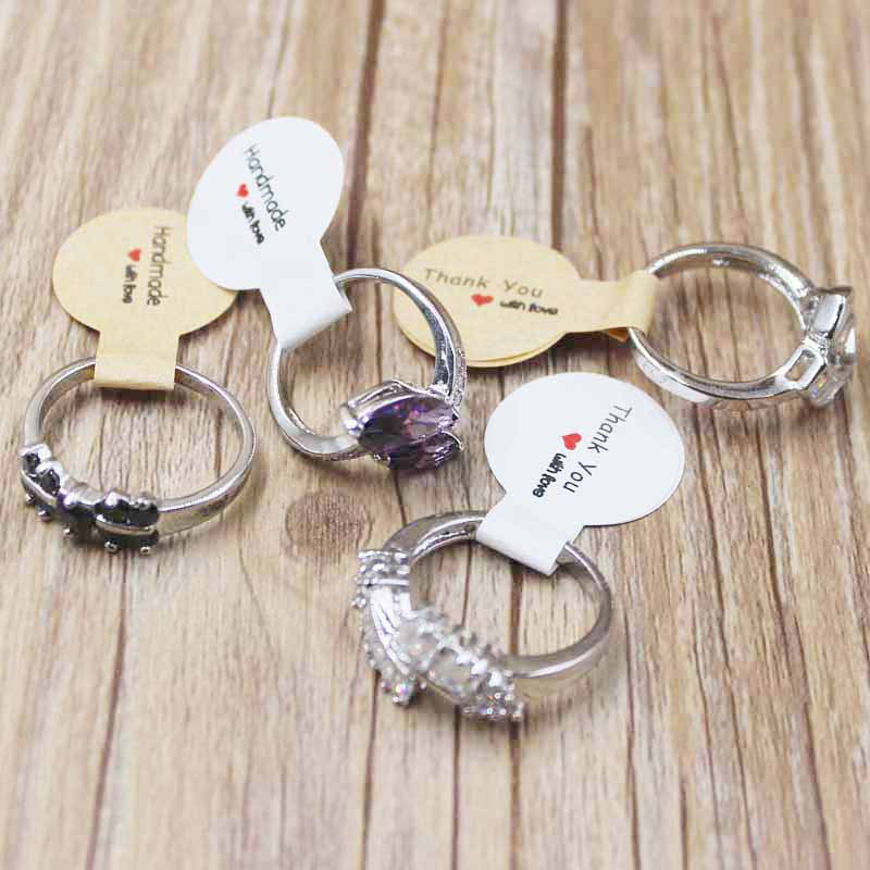 100pcs paper kraft /white paper ring price/size round labels self seal ...