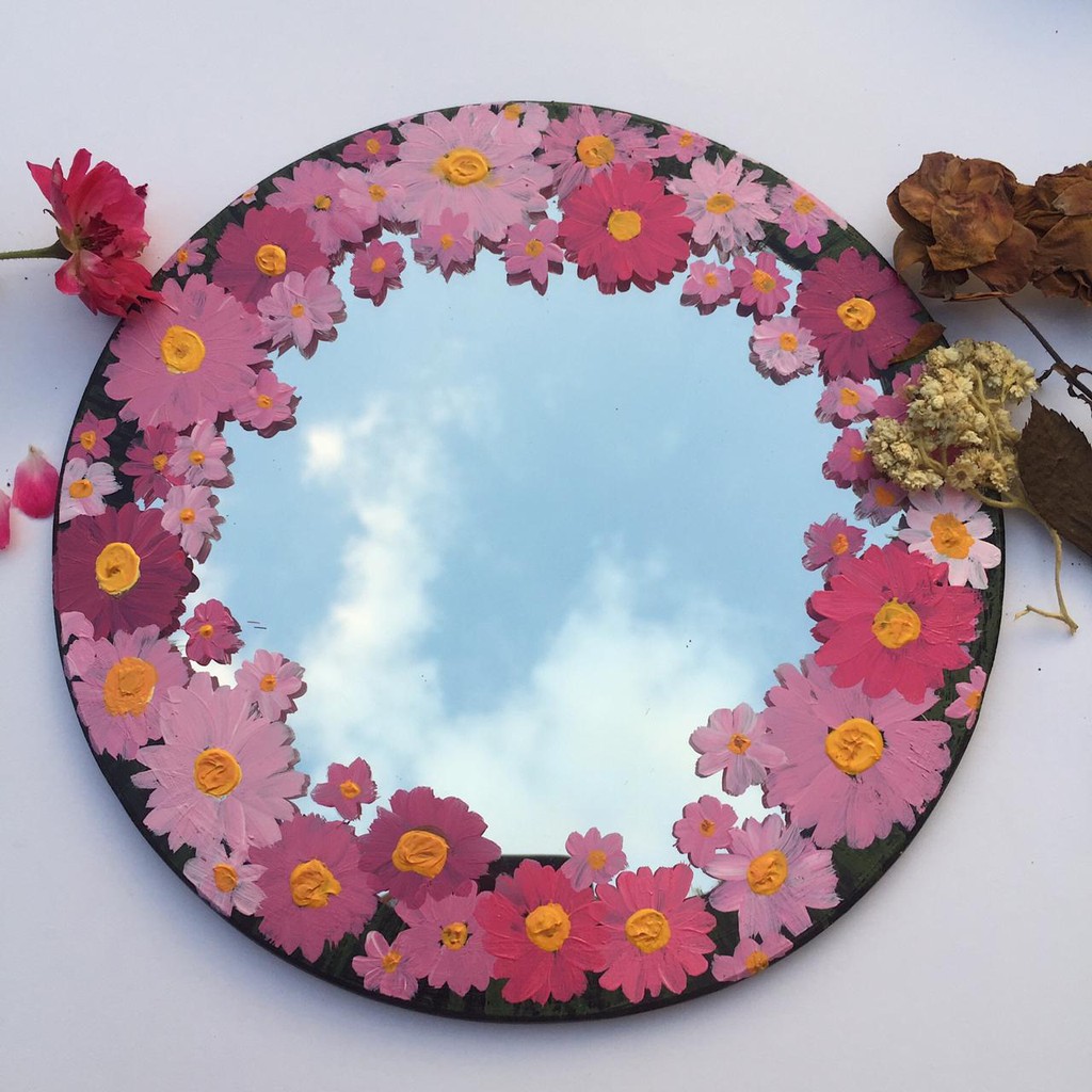 Aesthetic Table And Wall Painting Mirror / Decorative Mirror / painted ...