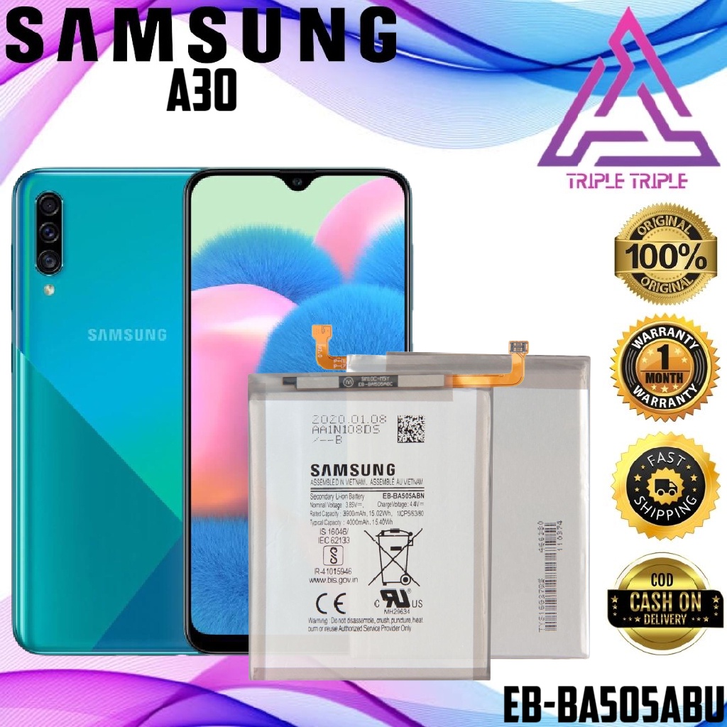 Triple.Triple Battery for Samsung A30 Battery Model: EB-BA505ABU ...