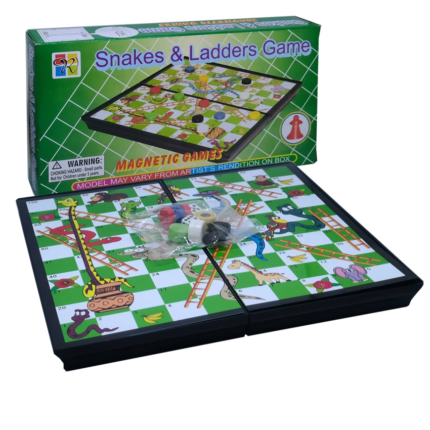 Snakes and Ladders Magnetic Board Game Portable Foldable Snake and ...