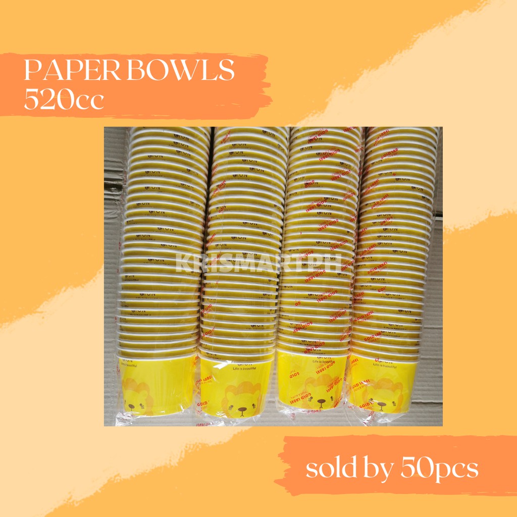 (RANDOM DESIGN) Disposable Paper Bowl Sold by 50pcs - 220cc, 260cc ...