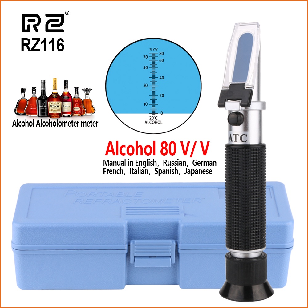 RZ Refractometer Alcohol Portable Auto Digital Wine Refractometer 0-80 ...