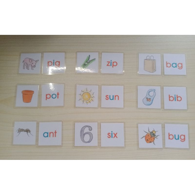 LAMINATED CVC MATCHING CARDS MONTESSORI READING MATERIALS | Shopee ...