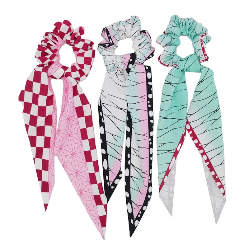 Anime Demon Slayer Cosplay Hair Ring Ribbon Nezuko Zenitsu Tanjirou ...