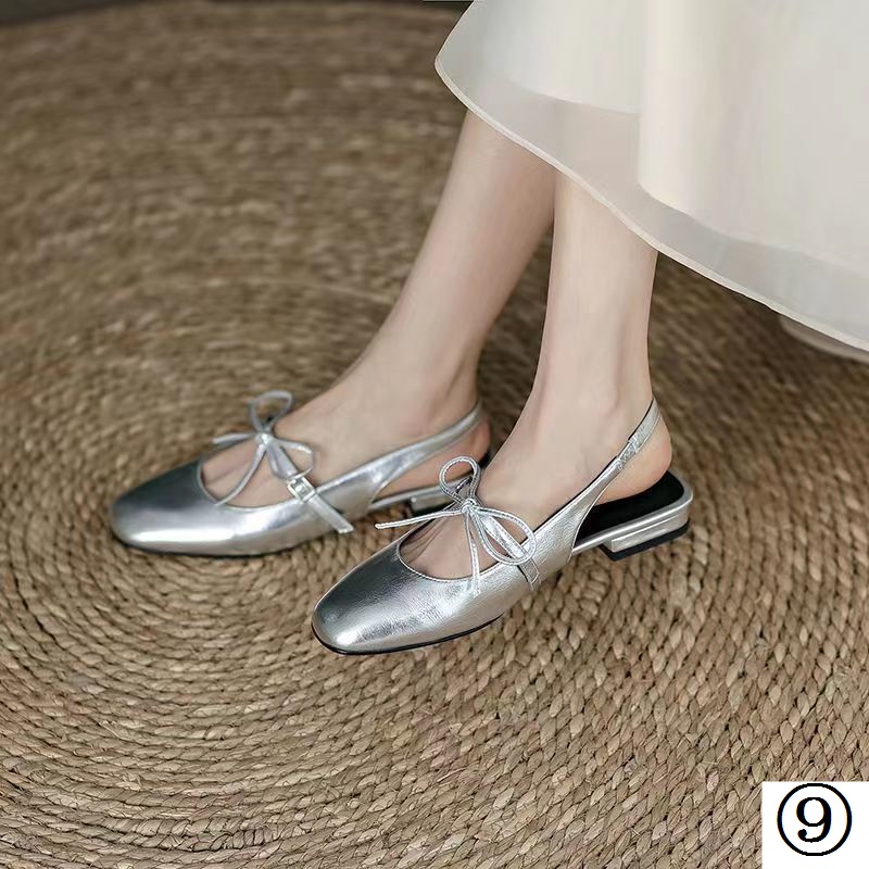 Spring Summer 2022 New Style French Backless Red Sandals Thick Heel ...