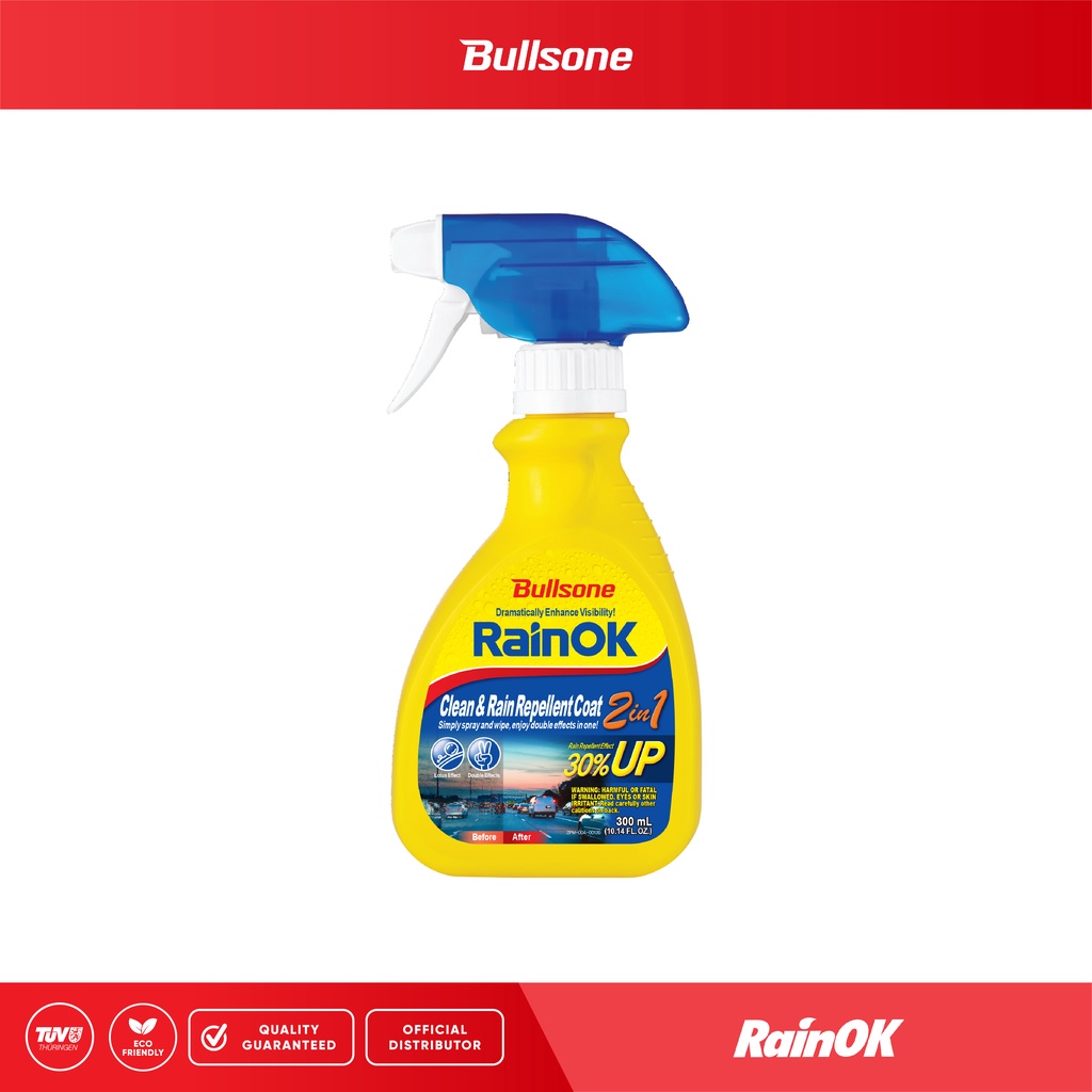 Bullsone RainOK 2-in-1 Clean & Rain Repellent for Car 300ml (Acid Rain ...
