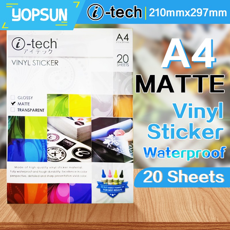 Waterproof Vinyl Sticker Matte / Glossy / Transparent 20Sheets A4 ITech Brand | Shopee Philippines