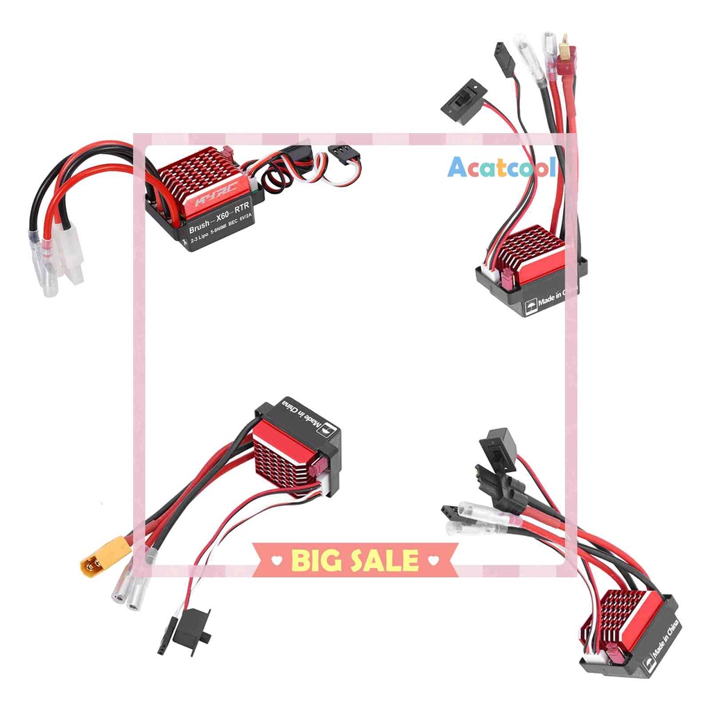 ACATC 60A Brushed ESC 6V/2A BEC for 1/10 Traxxas TRX-4 Trx-6 D90 DIY RC ...