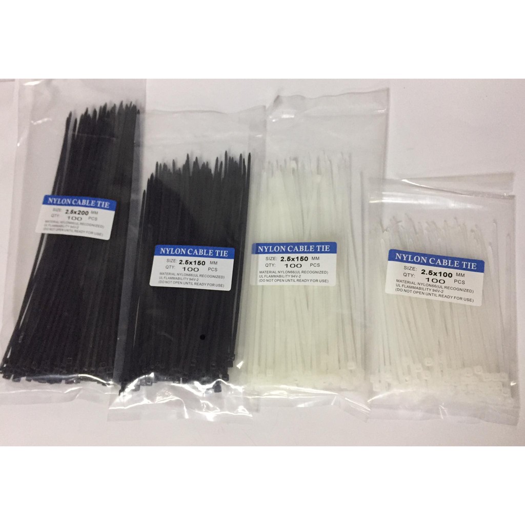 Nylon Cable tie Black/White per pack (100pcs) | Shopee Philippines