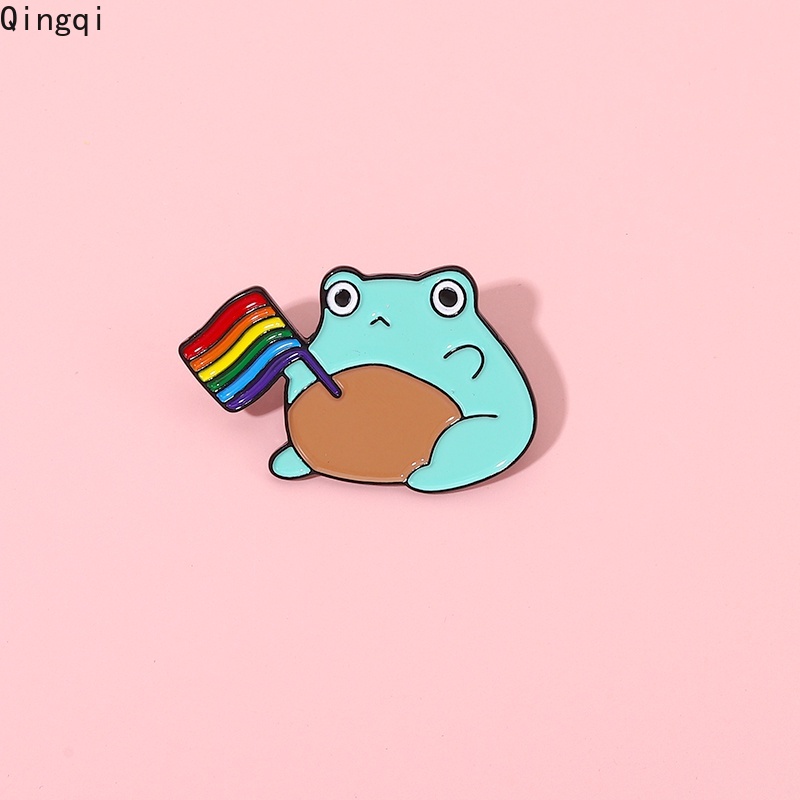 Cartoon Rainbow Frog Enamel Pin Pride Frog Brooch Badges Cute Animal ...