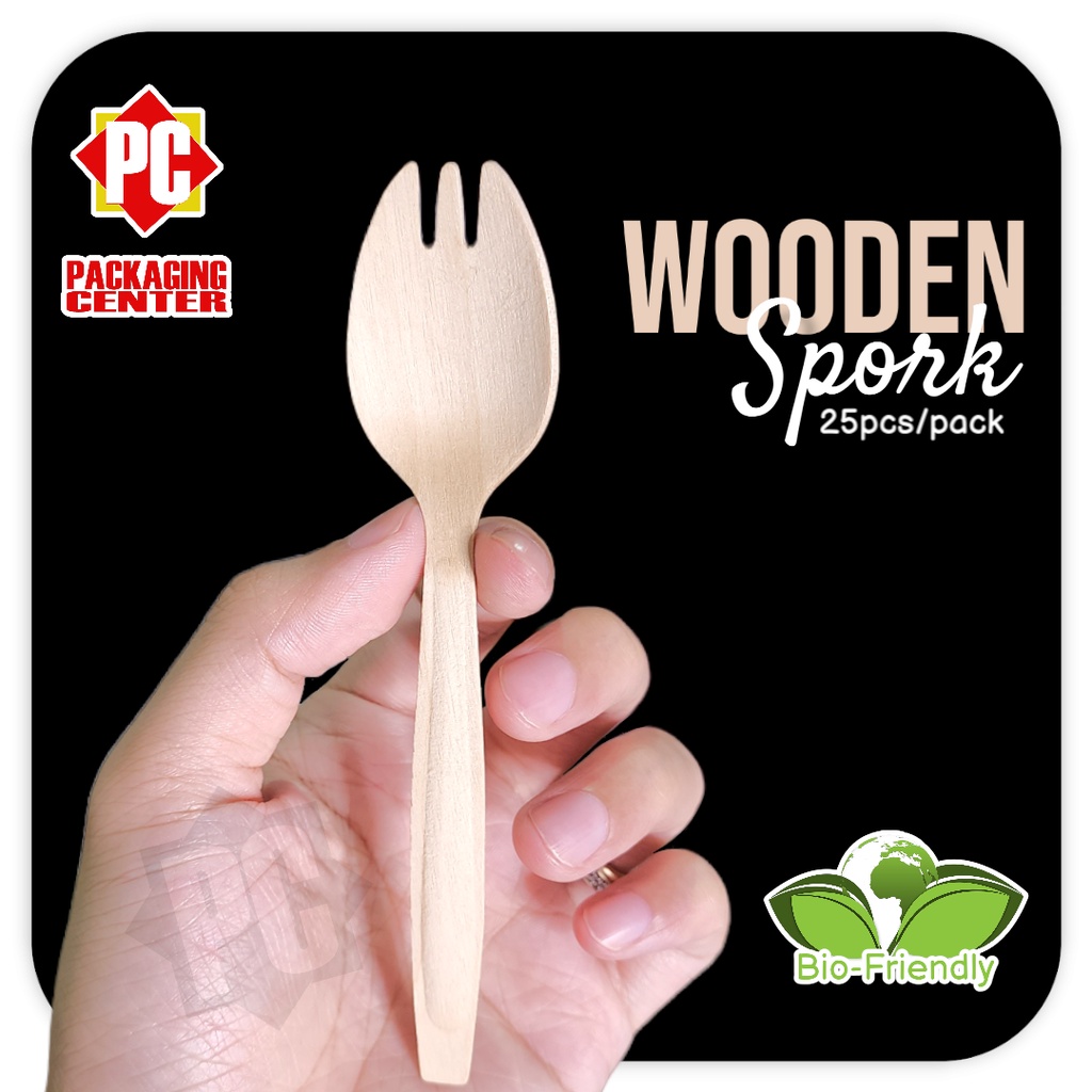 Wooden Spork 14.5cm by 25pcs per pack COD Nationwide! | Shopee Philippines