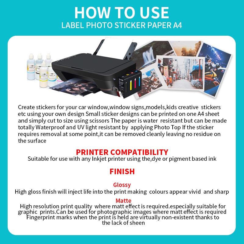 Matte&Glossy Label Sticker Paper A4 Super sticky 50Sheets | Shopee ...