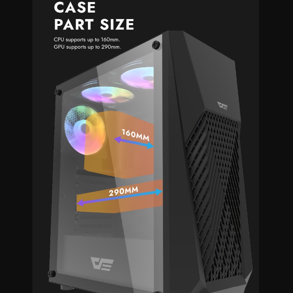 DARKFLASH DK150 ATX Gaming Casing with Rgb Fans 3Pcs 12cm Black ...