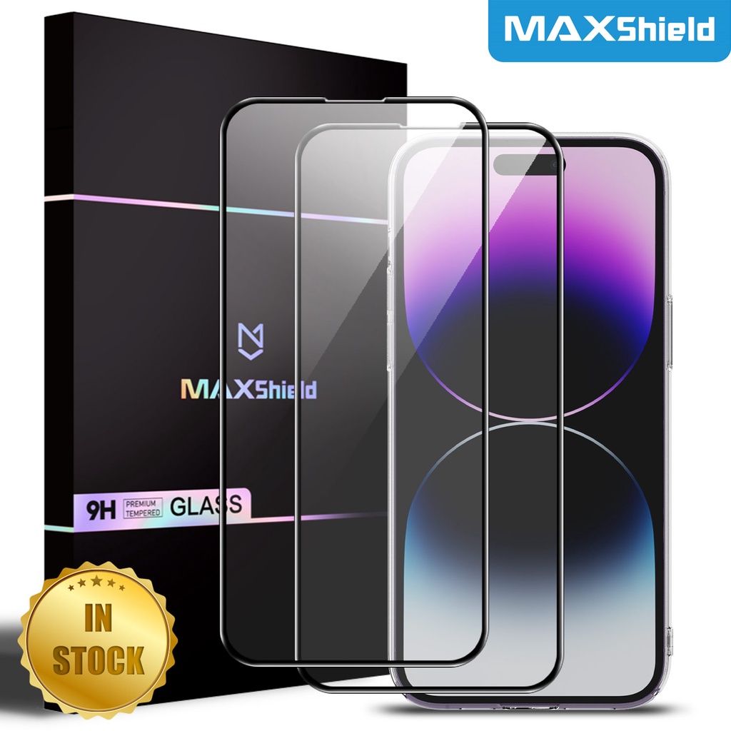 2 Packs MAXSHIELD For iPhone 16 16e 15 14 13 11 12 Pro Max Plus XS XR XS MAX Mini GLASS SCREEN ...