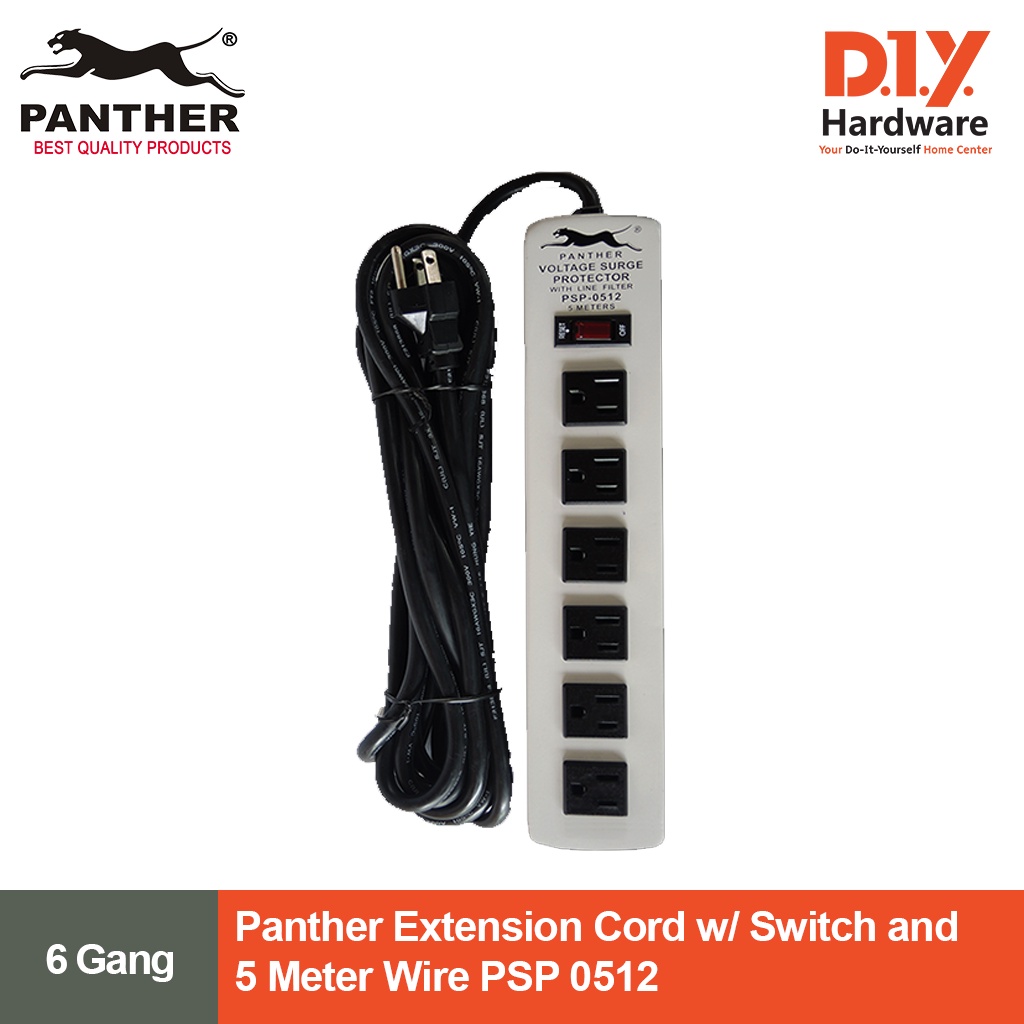 Panther 6 Gang Extension Cord w/ Switch and 5 Meter Wire PSP 0512 ...