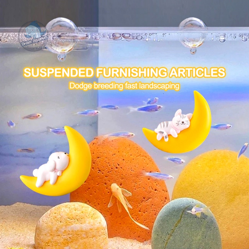 Aquarium Decor Floating Moon Figurine Non-toxic Landscape | Shopee ...