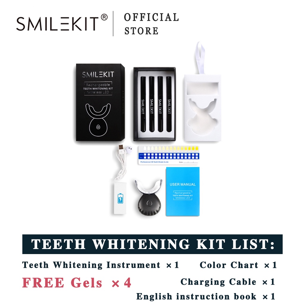 SMILEKIT Teeth Whitening KIT 16LED Rechargeable Teeth Whitener ...