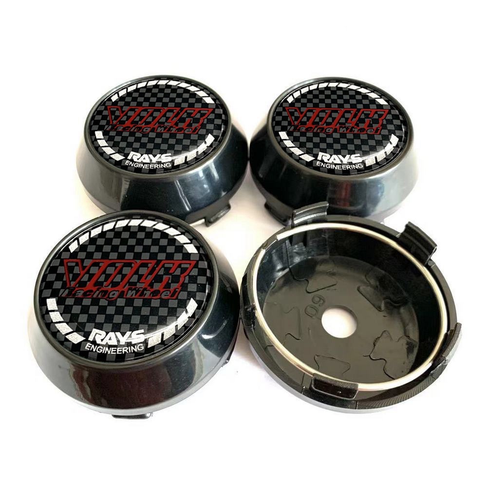4pcs 60/64/65/68/69MM Car Wheel Center Caps Red Logo Fit for Rays Volk ...