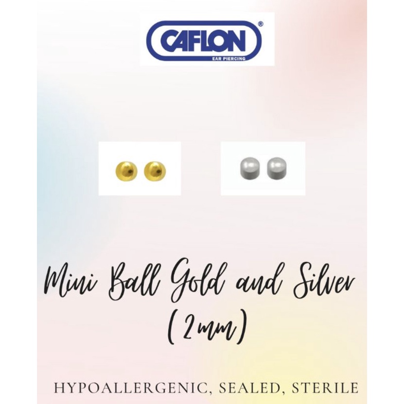 Baby Safe Caflon Stud Earrings Mini plain ball gold and silver 2mm ...
