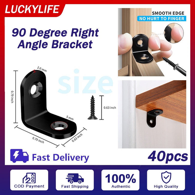 COD 40Pcs Right Angle Bracket Corner Brace Stainless Steel L Shape ...