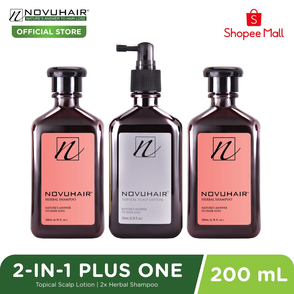 NOVUHAIR Anti Hair Loss 2in1Plus1 Pack Topical Scalp Lotion, 2 Herbal Shampoos 200ml EXP AUG 1 ...