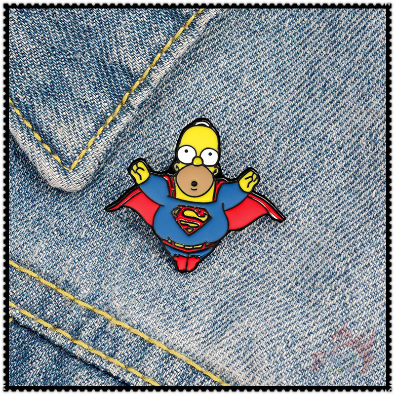 The Simpsons Superman - Cartoon Brooches ★ 1Pc Funny Enamel Pins ...