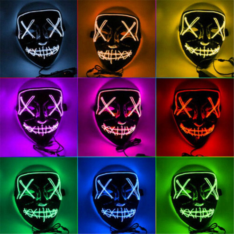 Cosplay the Up Wire Purge Mask Costume Halloween Light Scary Led ...