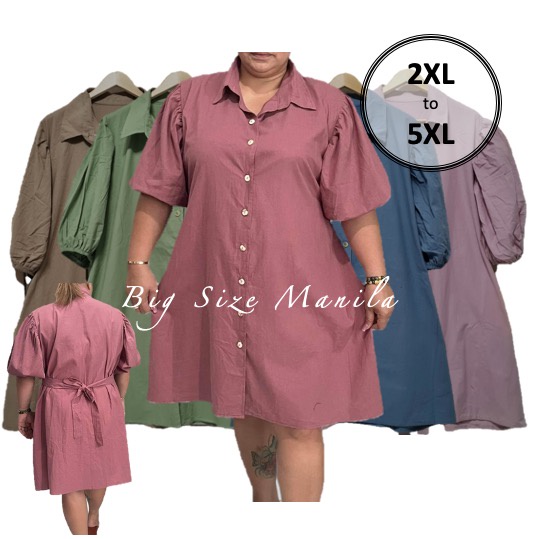 2XL | 5XL Plus Size Big Size Puff Sleeves Midi Dress | Shopee Philippines
