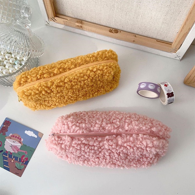 6 Colors 1pc Lambswool Girls For Students Portable Kawaii Furry Pencil ...