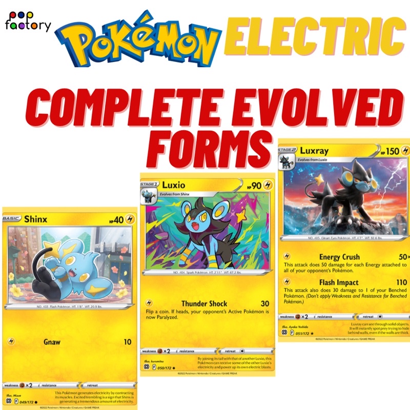 ELECTRIC type COMPLETE Evolution Card Set Pokemon TCG Cards | Shopee ...