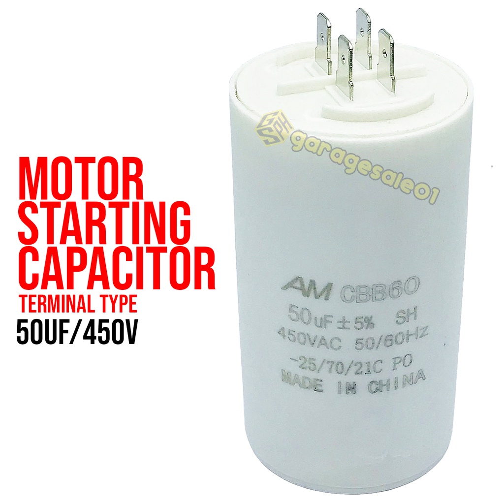50UF/450V Motor Run Starting Capacitor Terminal Type Heavy Duty ...