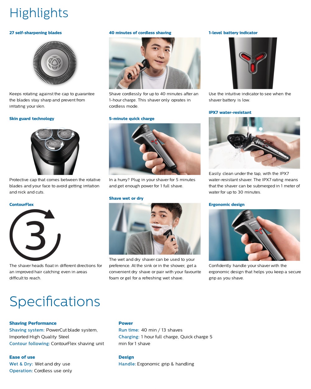 Philips Shaver Series 1000 S1301/02 (Electric For Men, Hair Trimmer ...