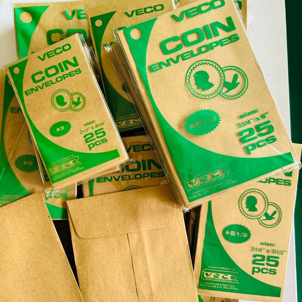 Veco Coin Envelops KRAFT 25pcs/pack (SOLD PER PACK) | Shopee Philippines