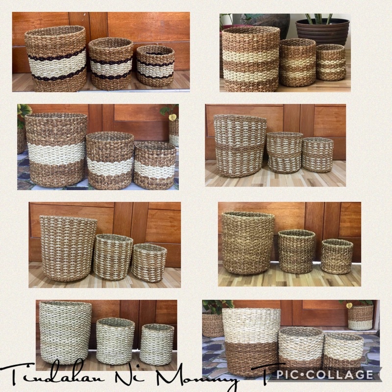Native Pandan Planter Basket Set of 3 | Shopee Philippines