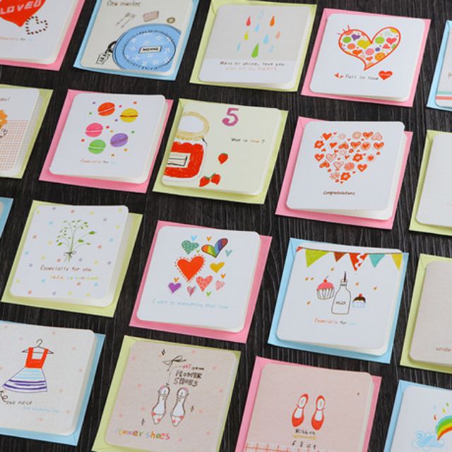 Set of 168 cute mini cards 7*7cm (with envelope) | Shopee Philippines